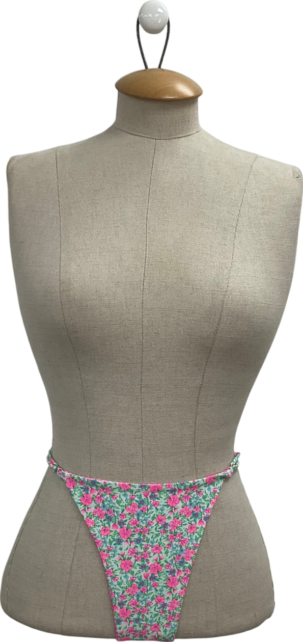 Kulanikinis Pink Thong Tie Side Bikini Bottoms In Sweet Pea Uk L Reliked