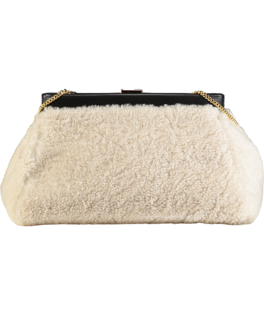 DeMellier Cream N102 Cannes Shearling Clutch Bag with chain strap – Reliked