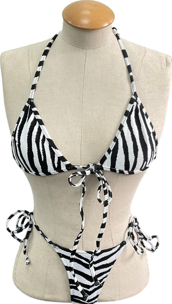 White Fox White Zebra Print Bikini Set UK XS – Reliked
